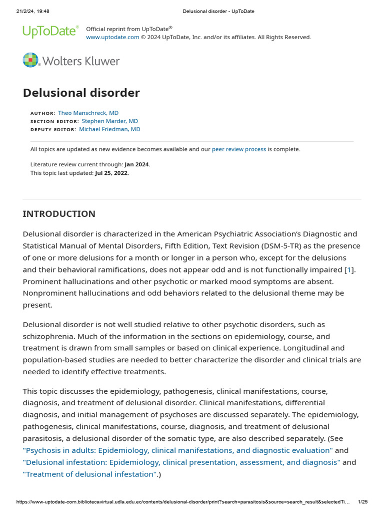 Delusional Disorder | PDF | Mental Disorder | Antipsychotic