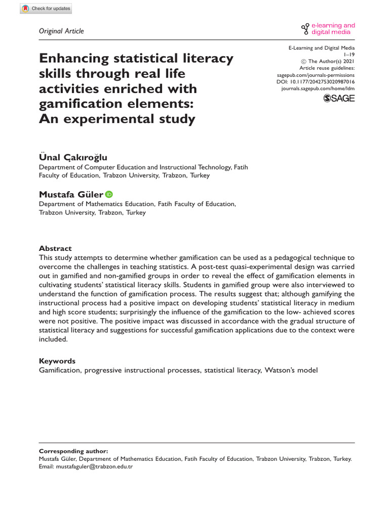 Enhancing Statisctical Literacy Skills Through Real Life Activities ...
