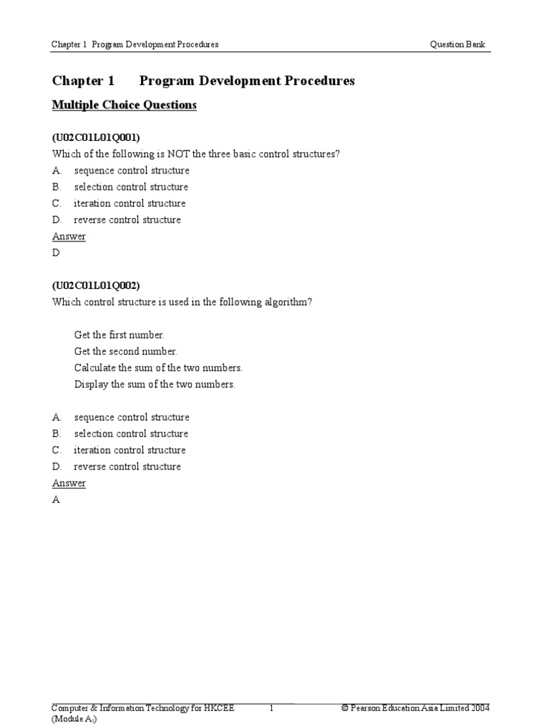 Module A Exercise ModA1 - QB01 - Eng | PDF | Control Flow | Algorithms