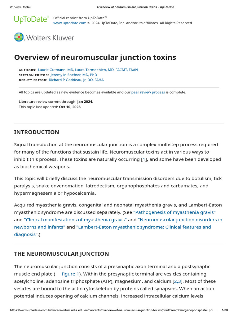 Overview of Neuromuscular Junction Toxins | PDF | Neuromuscular Junction | Acetylcholine