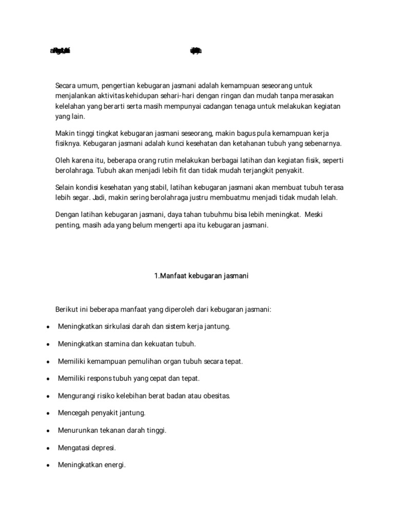 Tugas Pjok Membuat Rangkuman Tentang Kebugaran Jasmani | PDF