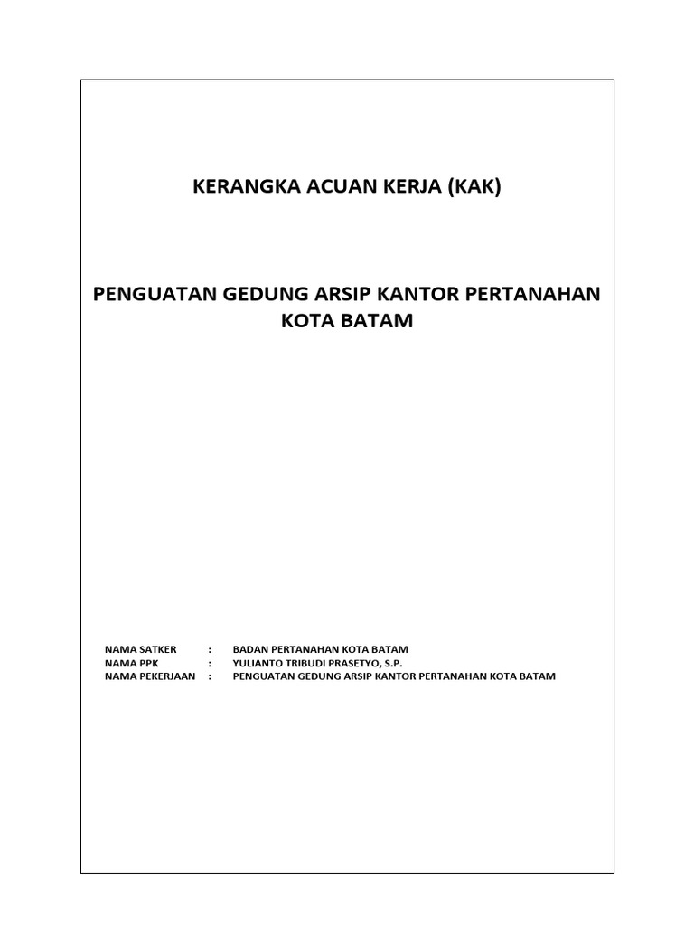 Kak Perkuatan Ruang Arsip BPN 1 | PDF