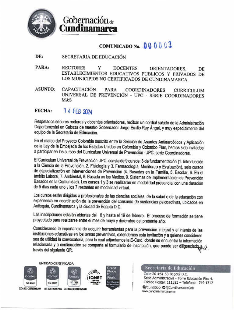 Comunicado 000003 | PDF