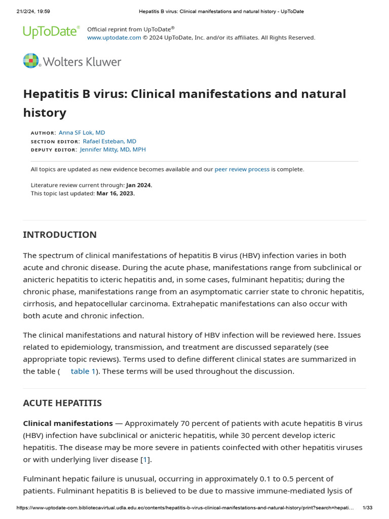 Hepatitis B Virus - Clinical Manifestations and Natural History ...