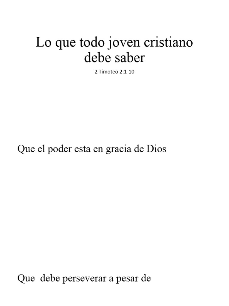 Lo Que Todo Joven Cristiano Debe Saber | PDF