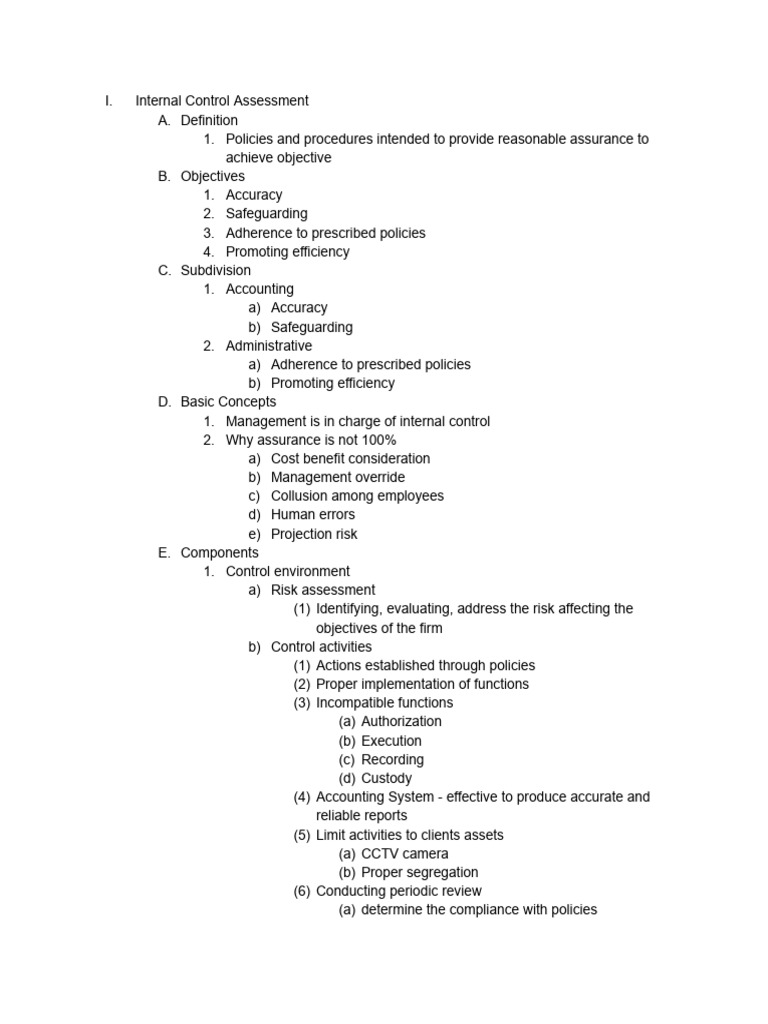 Internal Control Assessment | Download Free PDF | Internal Control ...