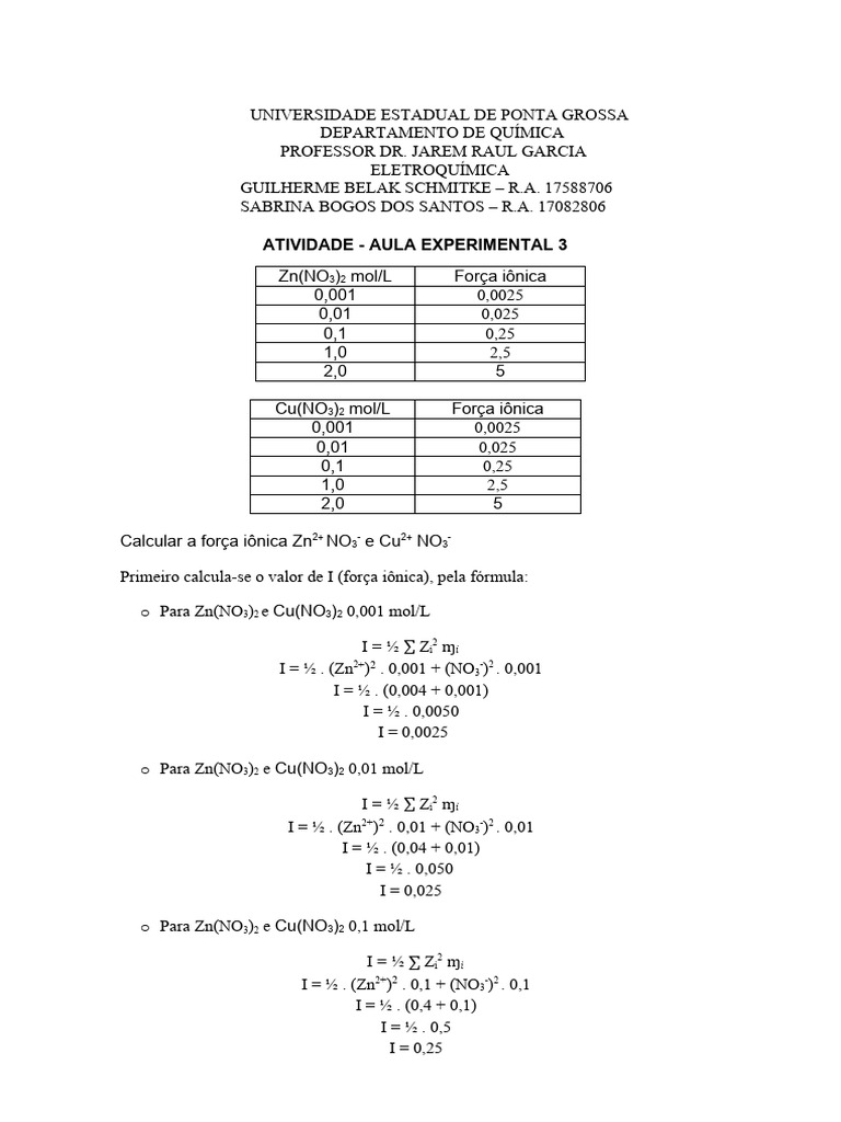 Atividade Eletro 3 | PDF | Química Analítica | Química