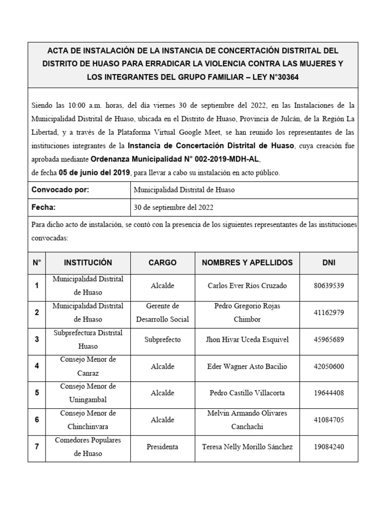 Modelo de Acta de Instalacion | PDF