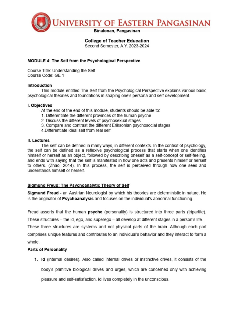 Uts Module 4 | PDF | Id | Self Concept