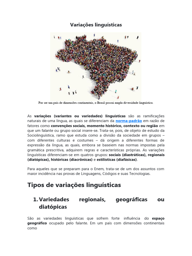 Variações Linguísticas | Download grátis PDF | Linguística ...