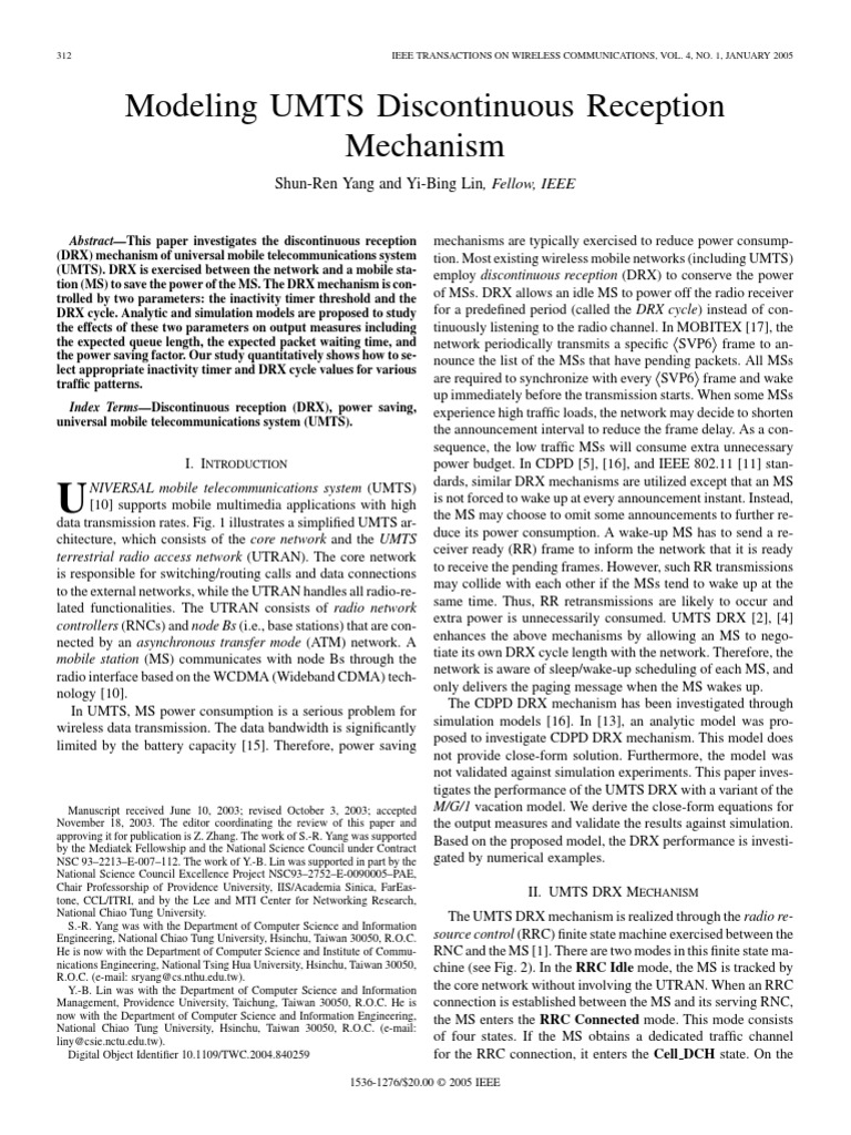 Modeling UMTS Discontinuous Reception Mechanism | PDF | Association For ... Modeling UMTS Discontinuous Reception Mechanism | PDF | Association For ...