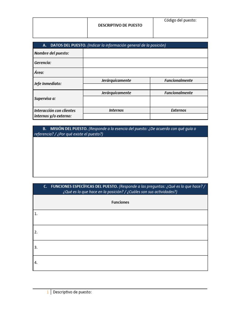 Descripción de Puesto Laboral | PDF | Crecimiento personal y profesional
