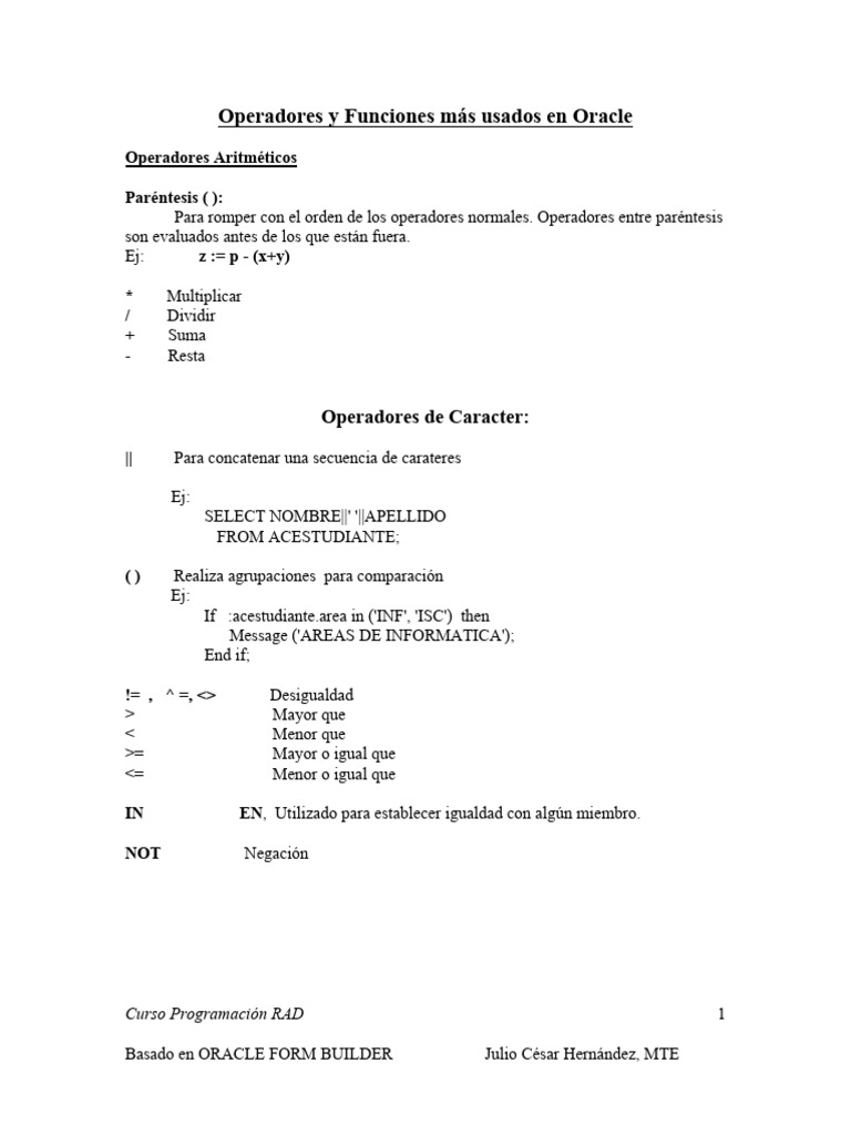 Operadores y Funciones | PDF | Programación de computadoras | Informática