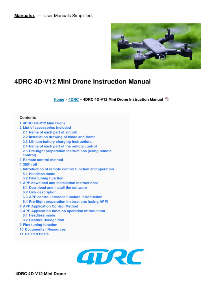 4d v12 Mini Drone Manual | PDF | Rechargeable Battery | Mobile App