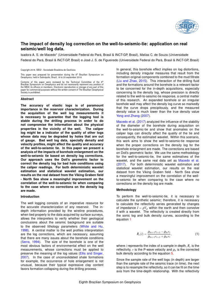 The Impact of Density Log Correction On The Well-To-Seismic-Tie - Application On Real Seismic ...