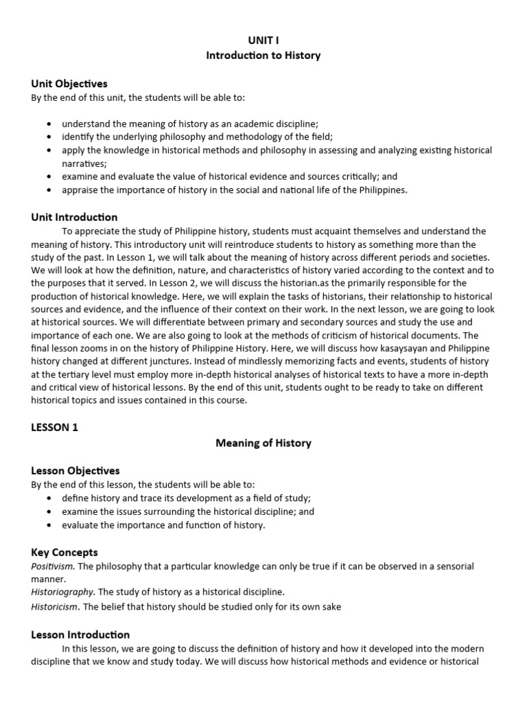 GE2 Readings in Philippine History Unit 1 Lesson 1 | PDF | Positivism ...