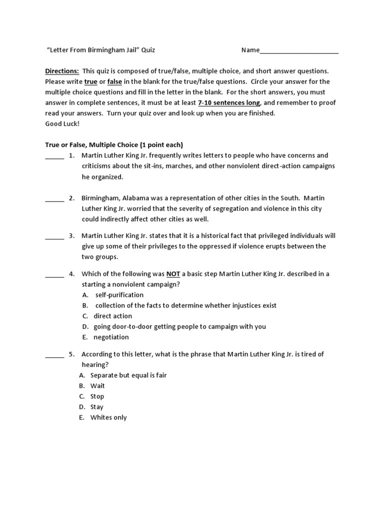 Directions: This Quiz Is Composed of True/false, Multiple Choice, and ...