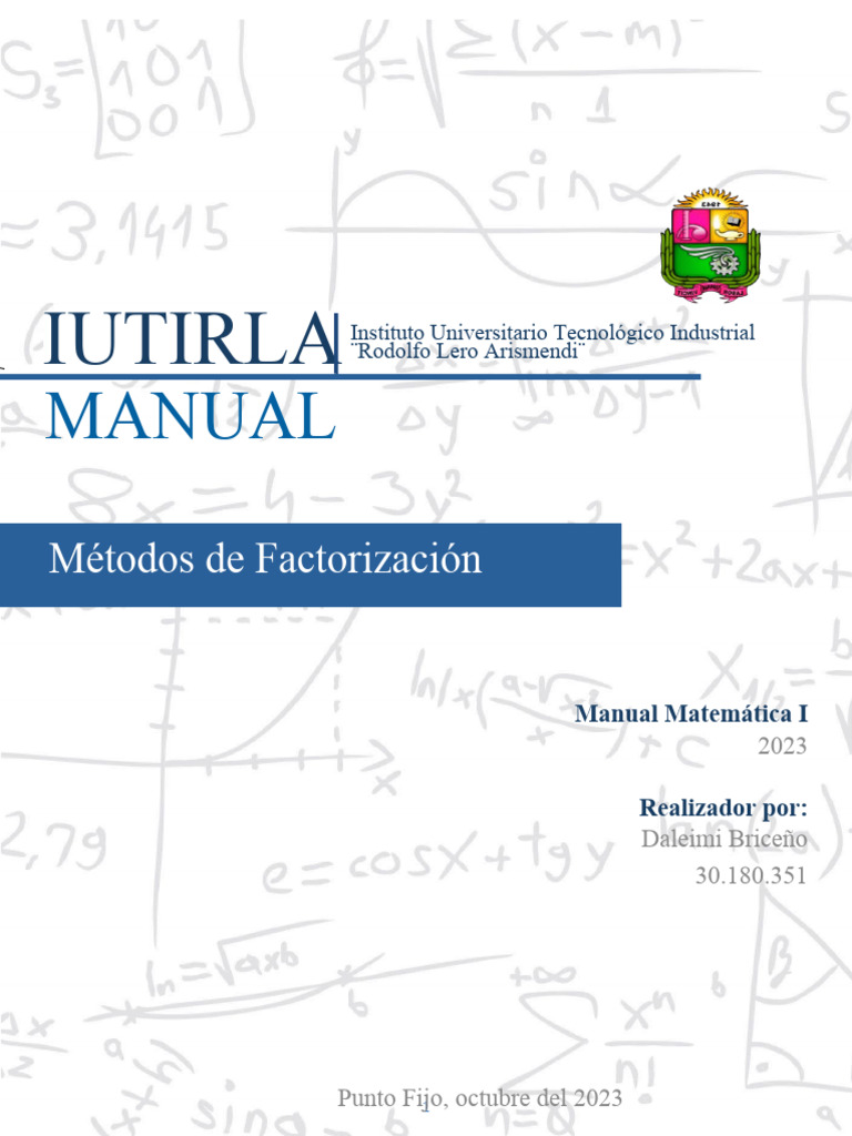 Manual Matematico para Factorización | Descargar gratis PDF | Factorización | Multiplicación