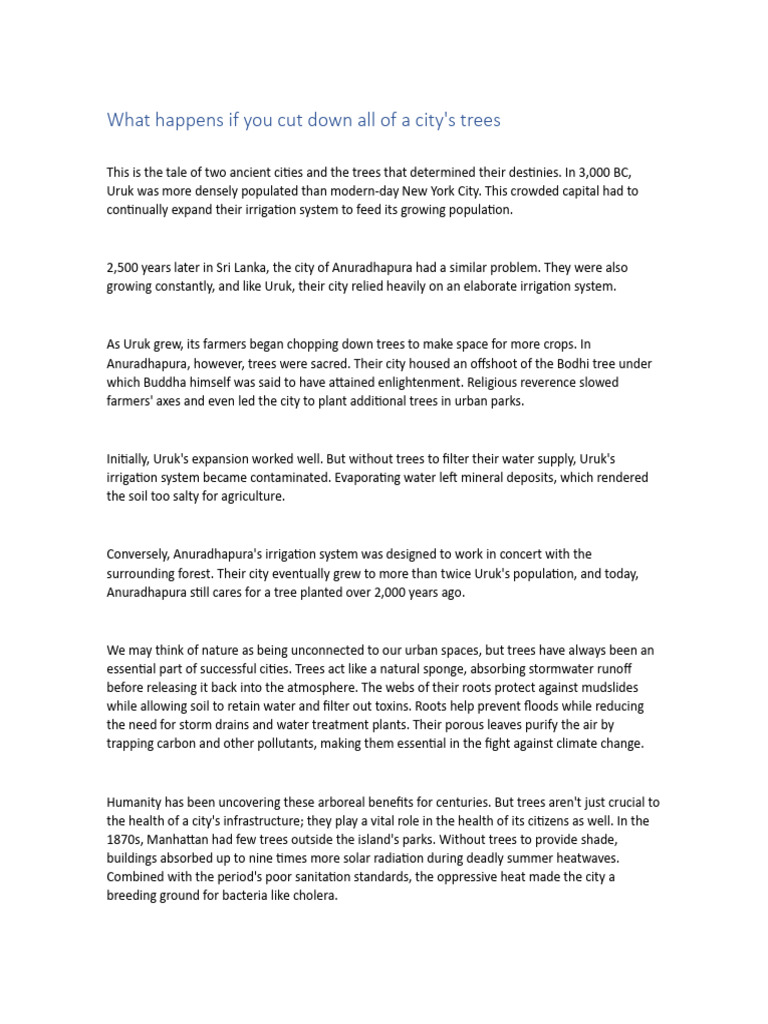 What Happens If You Cut Down All of A City's Trees | PDF | Trees ...