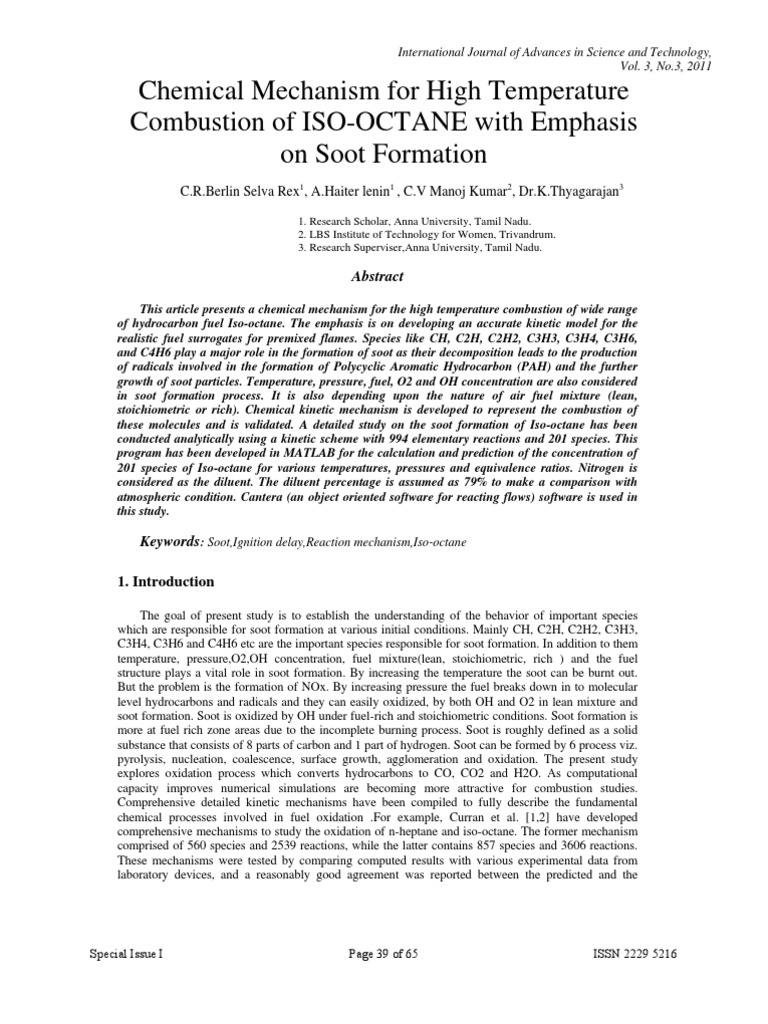 Chemical Mechanism For High Temperature Combustion of ISO-OCTANE With ...