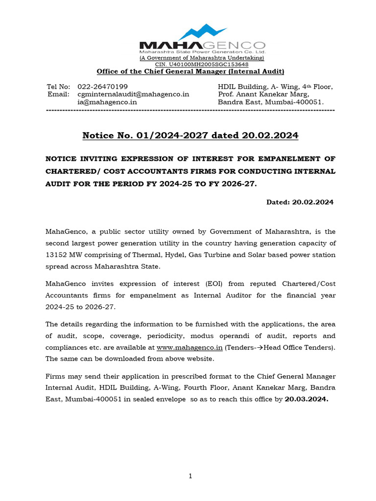 EOI For Empanelment Final | PDF | Audit | Accountant