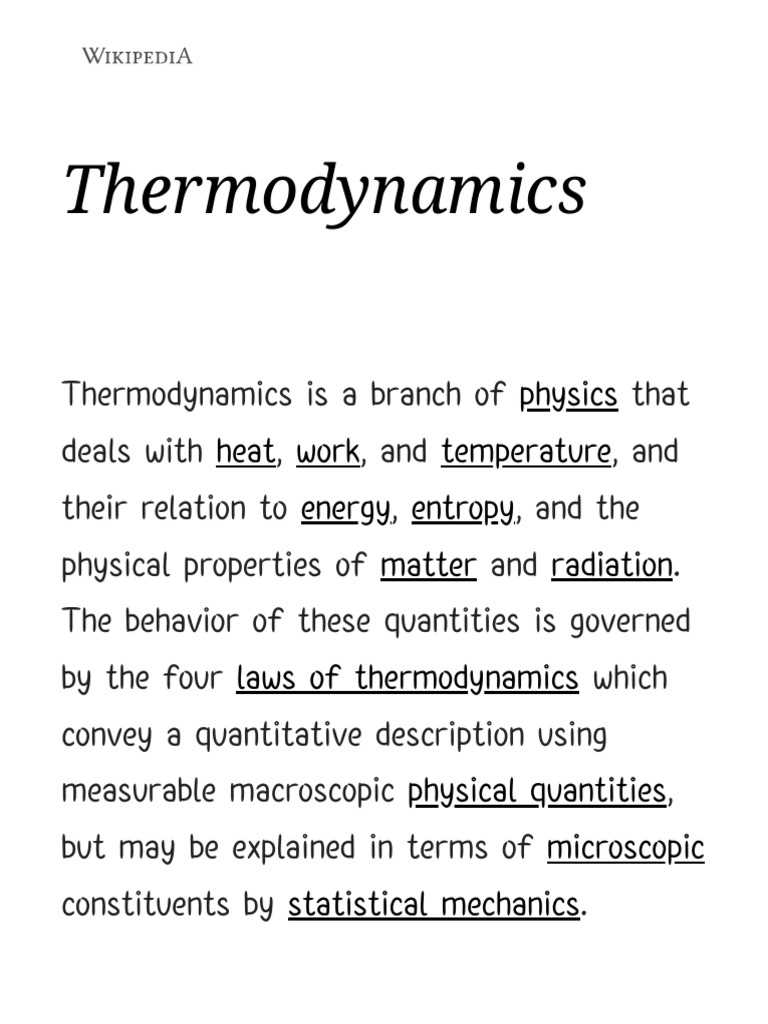 Thermodynamics - Wikipedia | PDF | Thermodynamics | Heat