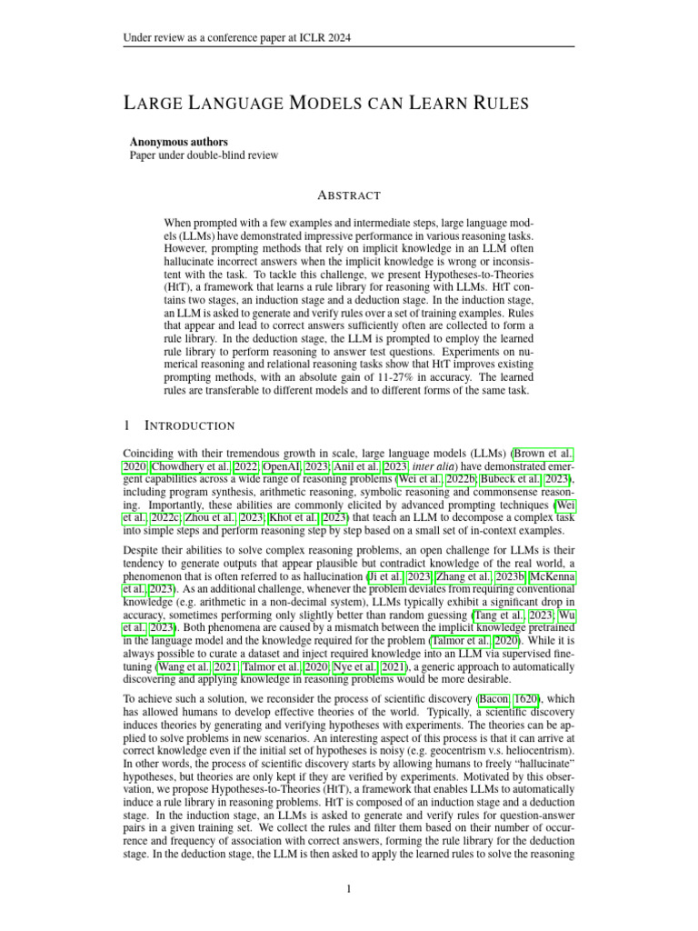 4966 Large Language Models Can Lear | PDF | Inductive Reasoning | Deductive Reasoning