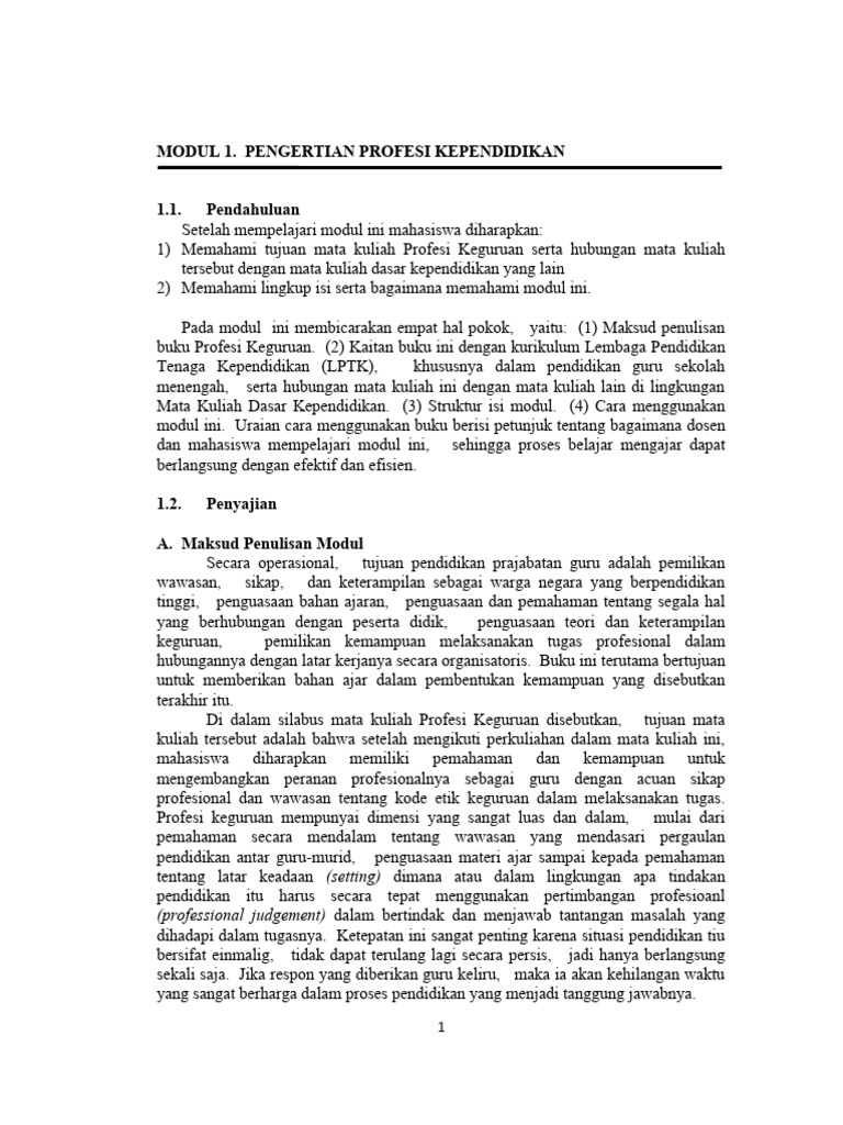 Modul MK Profesi Kependidikan | PDF