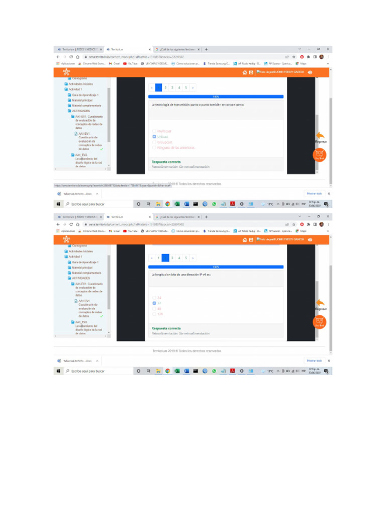 AA1-EV1. Cuestionario de Evaluación de Conceptos de Redes de Datos | PDF