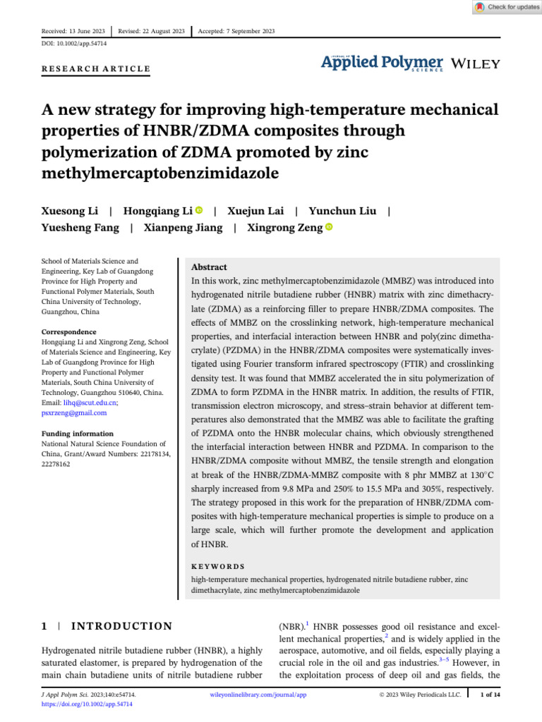 Enhance HNBR/ZDMA Composites with MMBZ | PDF | Composite Material ...