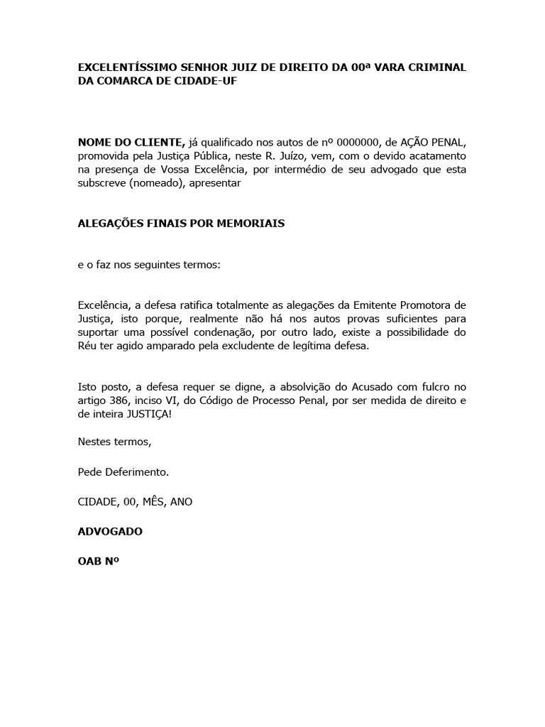 9 - Modelo de Memoriais - Genérico | PDF