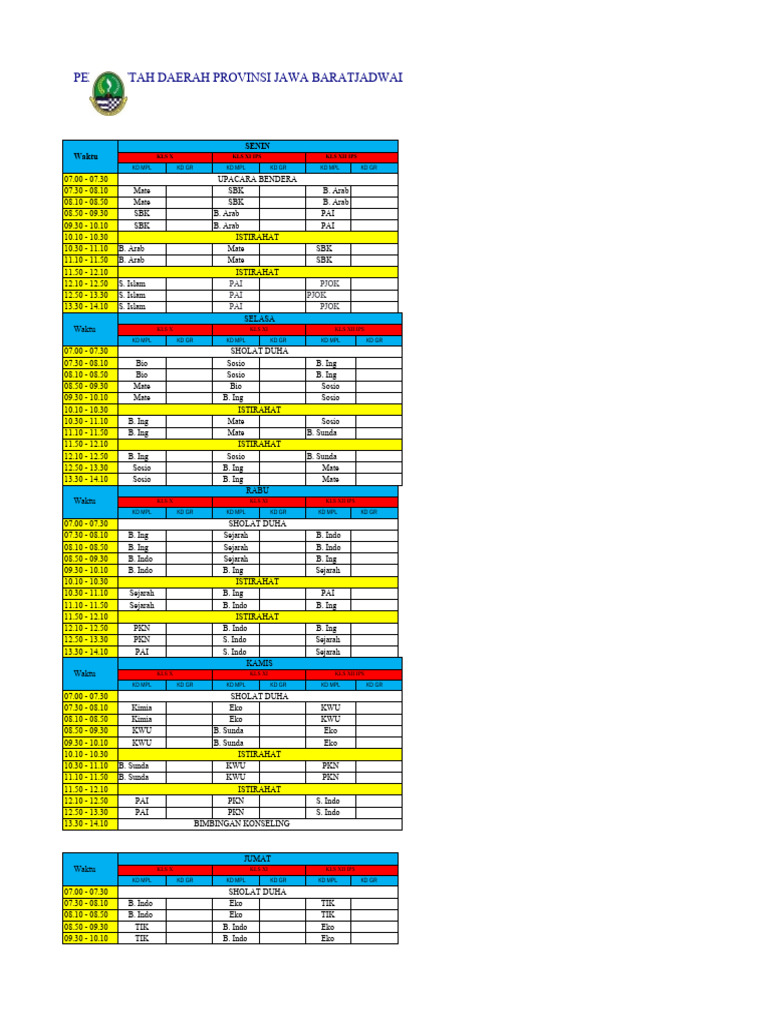 Fix Jadwal Sma 2023 | PDF