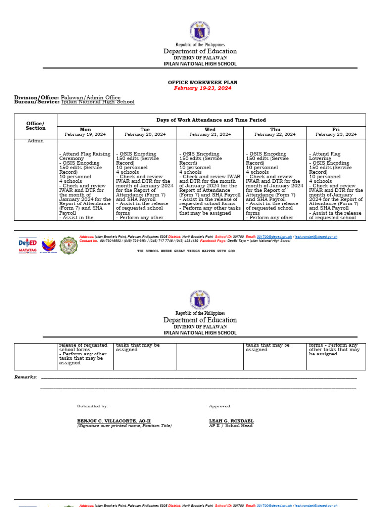 Office Work Plan | PDF
