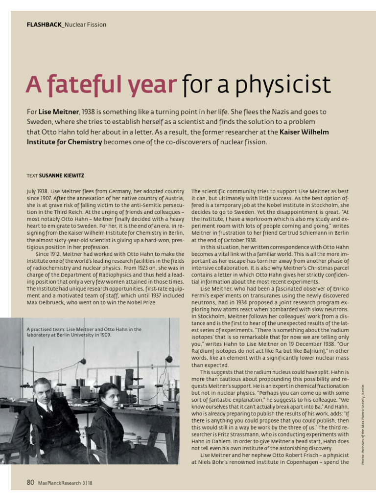 A Fateful Year For A Physicist | PDF | Niels Bohr | Physical Sciences