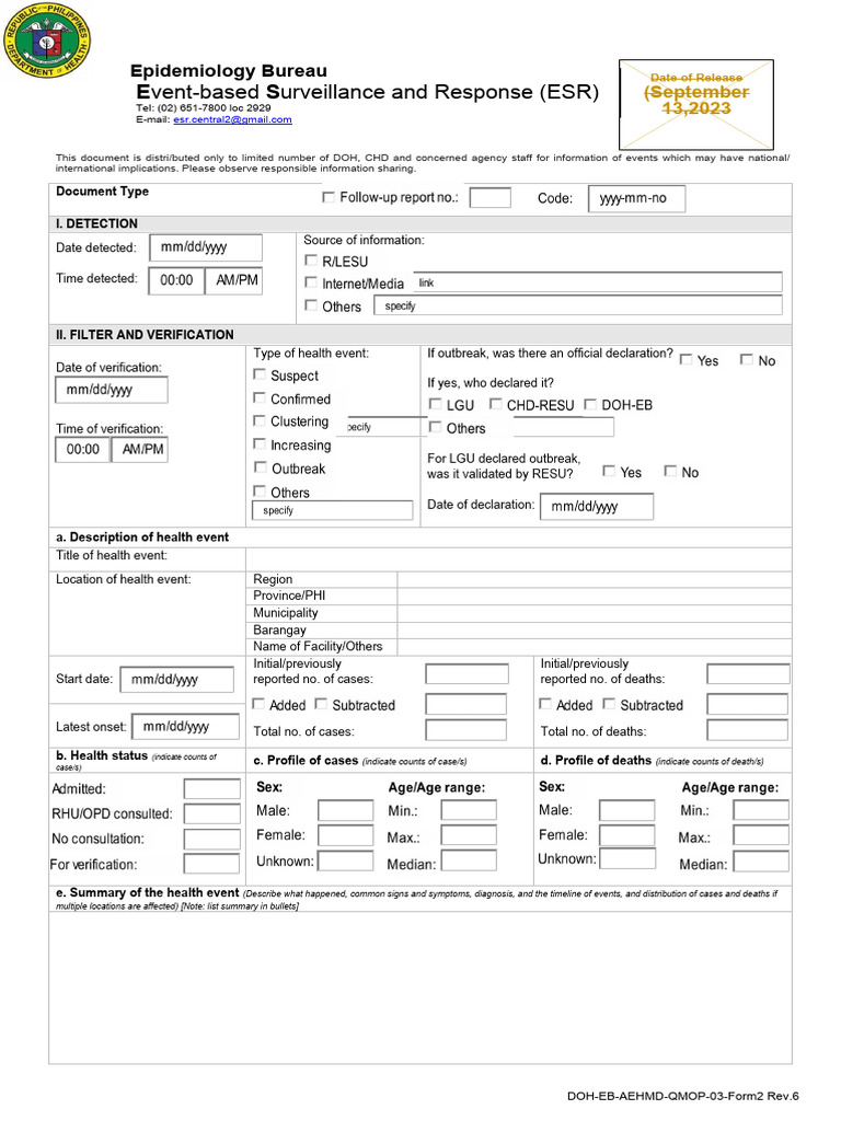 ESR Verification Form - Revise-Dina Joy | PDF | Public Health ...