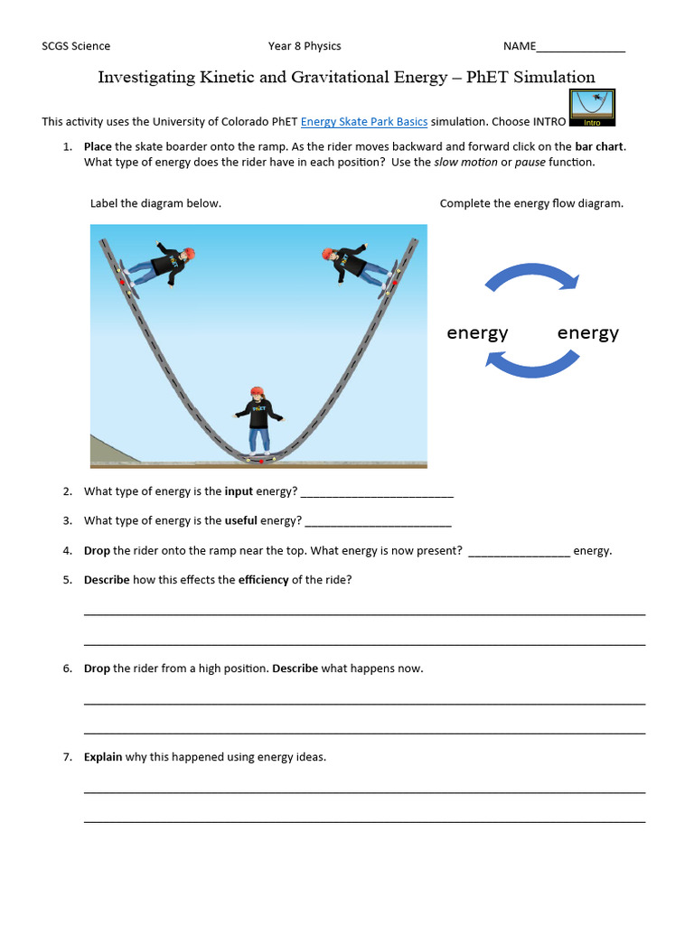 Y8 Physics - PhET Energy Skate Park PhET Investigation | PDF | Friction ...