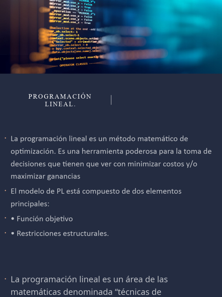 Programación Lineal | PDF | Programación lineal | Optimización Matemática