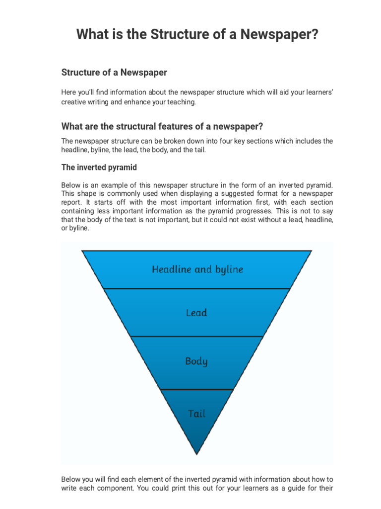 Newspaper Structure - Twinkl Teaching Wiki - Twinkl | PDF | Reading ...