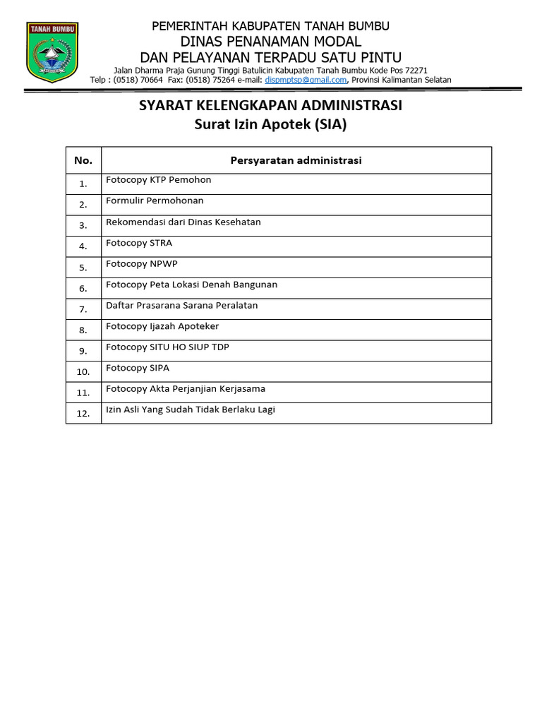 Surat Izin Apotek (SIA) | PDF