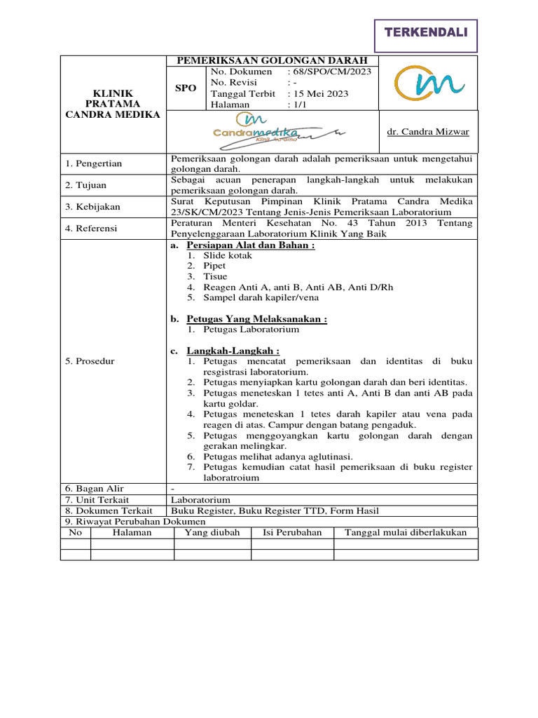 Pemeriksaan Golongan Darah Pdf