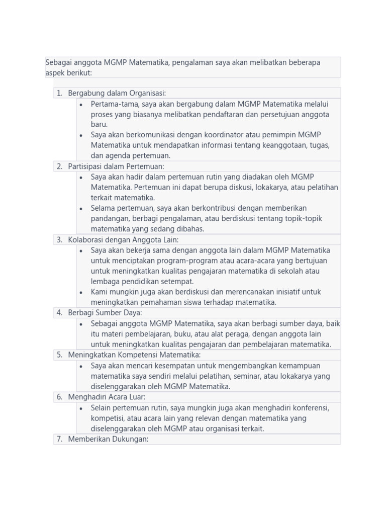 Sebagai Anggota MGMP Matematika | PDF