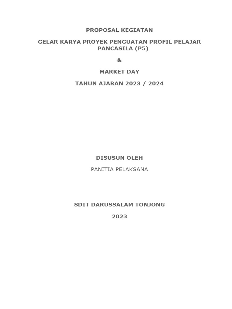 PROPOSAL KEGIATAN p5 | PDF