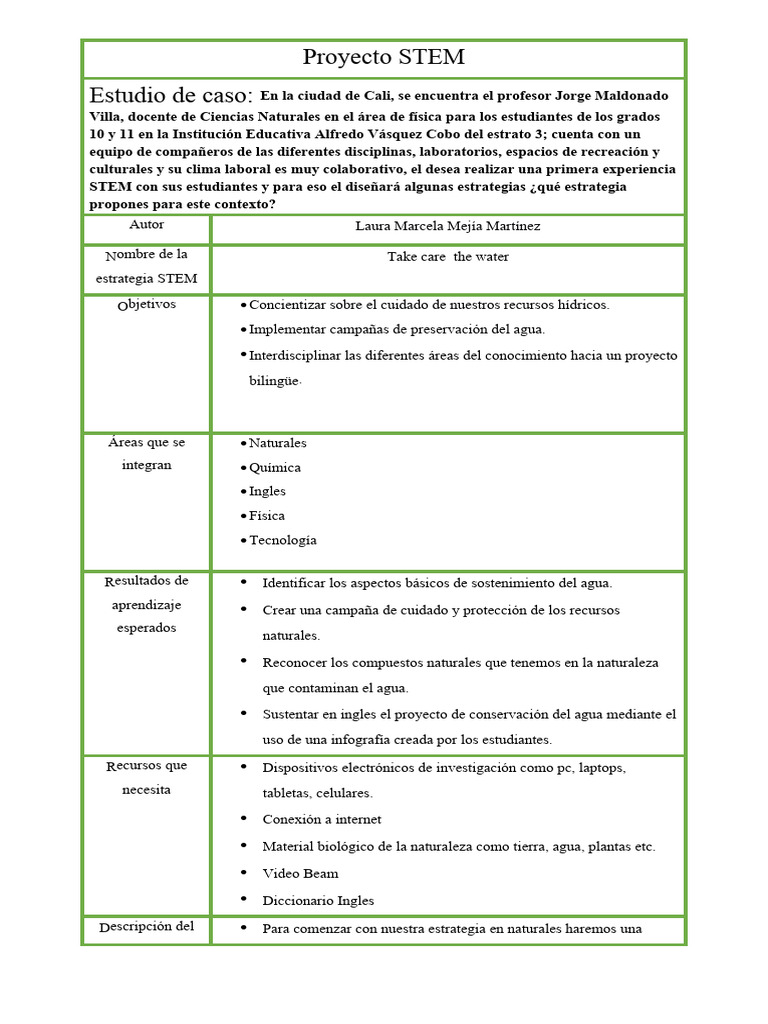 Estrategia STEM: Cuidado del Agua en Cali | PDF | Agua | Ciencia ...