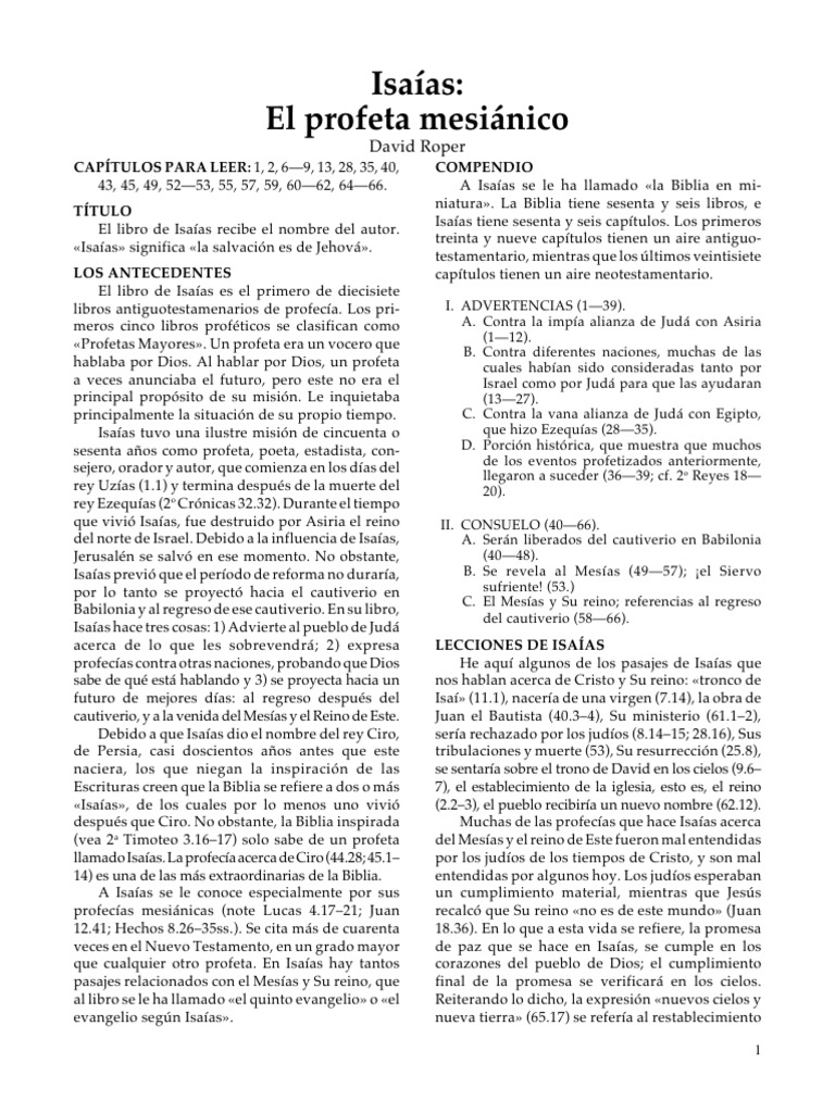 RESUMEN DE iSAIAS | PDF | Libro de Isaías | Mesías