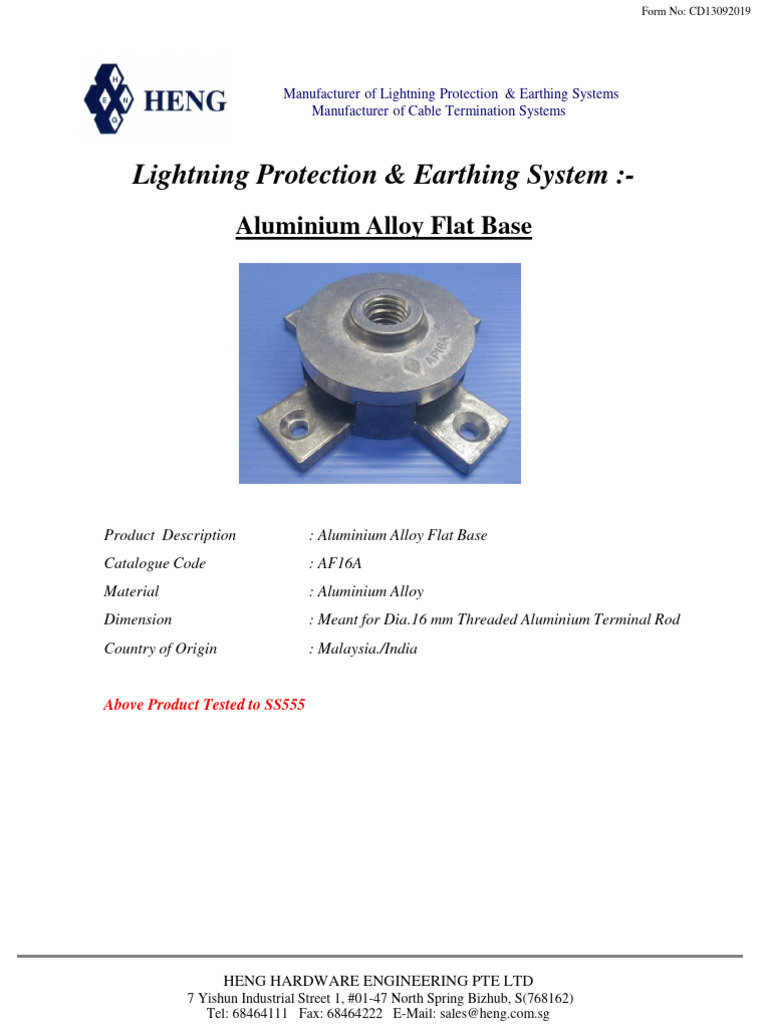 AF16A Aluminium Alloy Flat Base | PDF