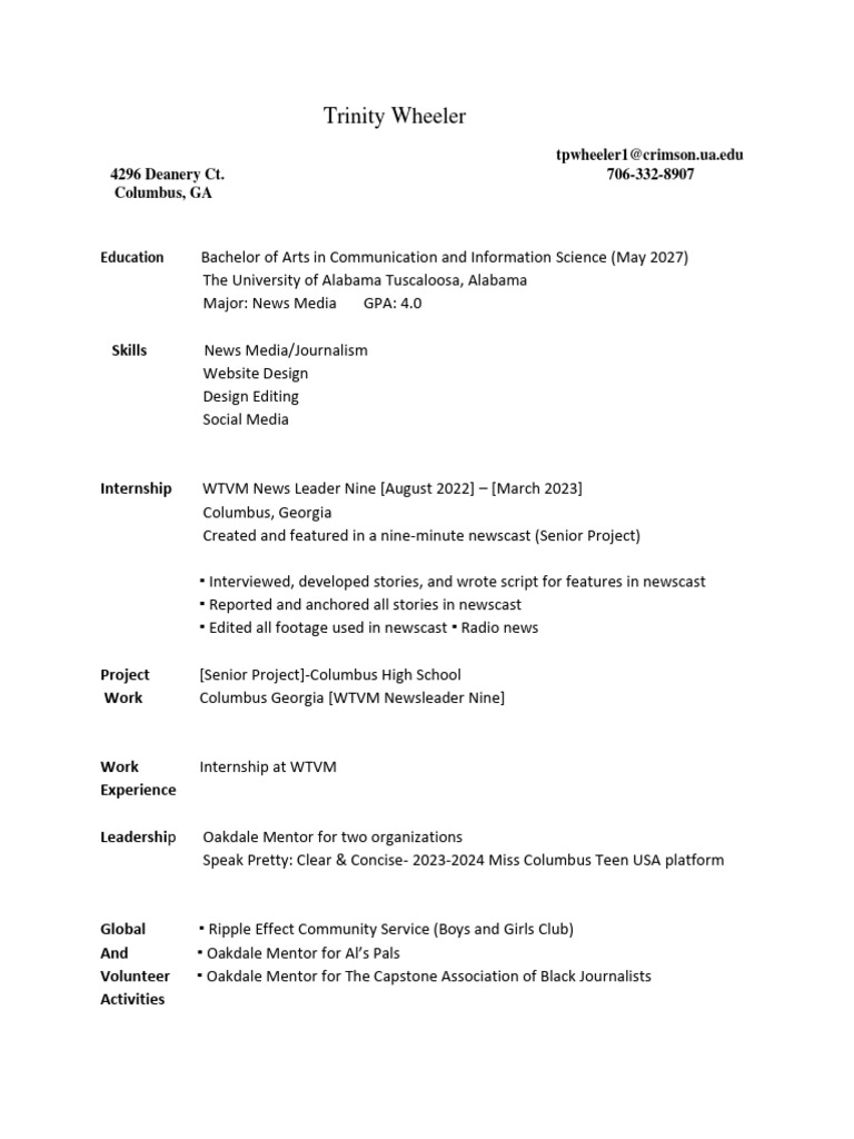 Resume-Trinity Wheeler 1 | PDF | Career & Growth | Social Science