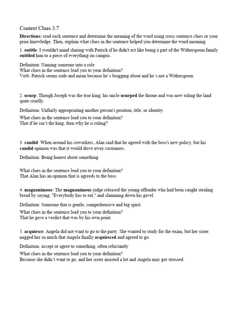 Context Clues 3.7 | PDF