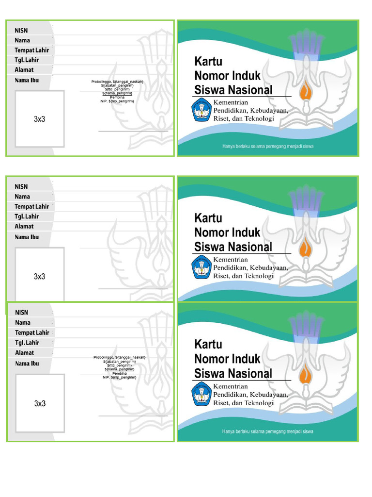 Contoh Format Kartu Nisn | PDF