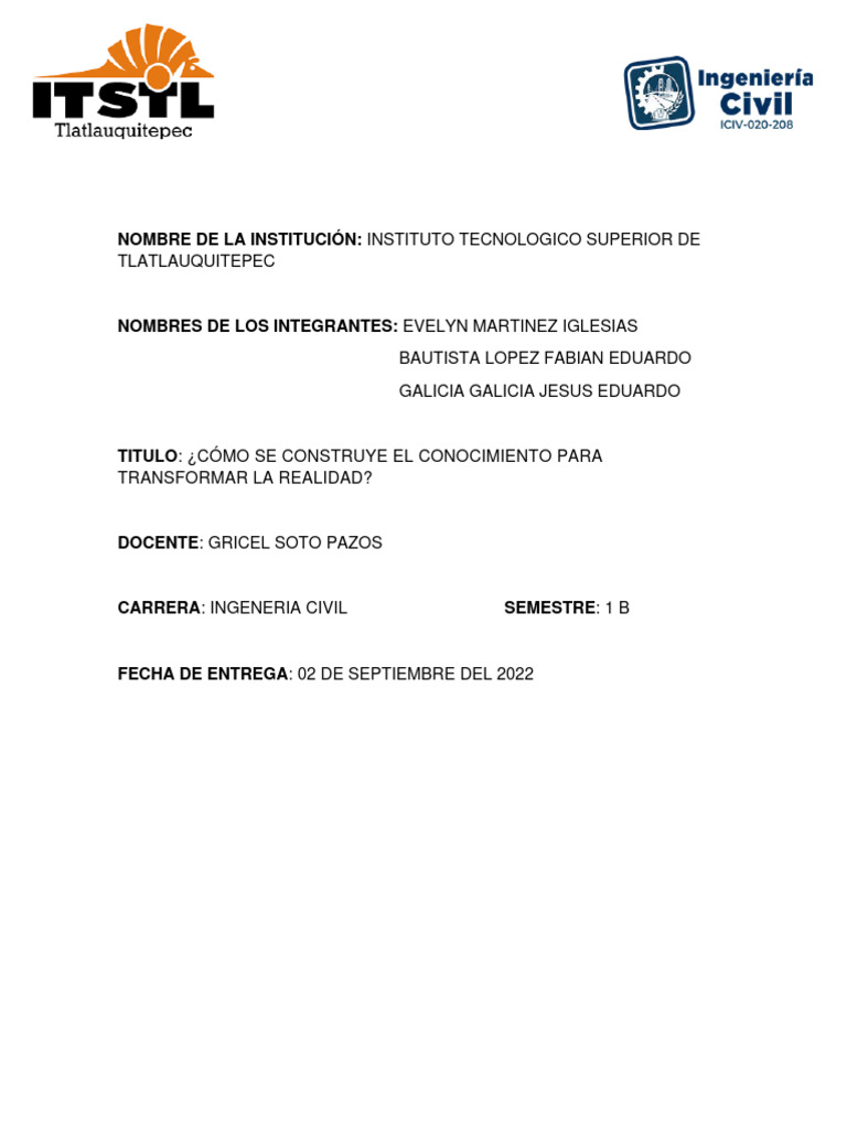 Reporte Investigacion Itstl | PDF | Conocimiento | Realidad