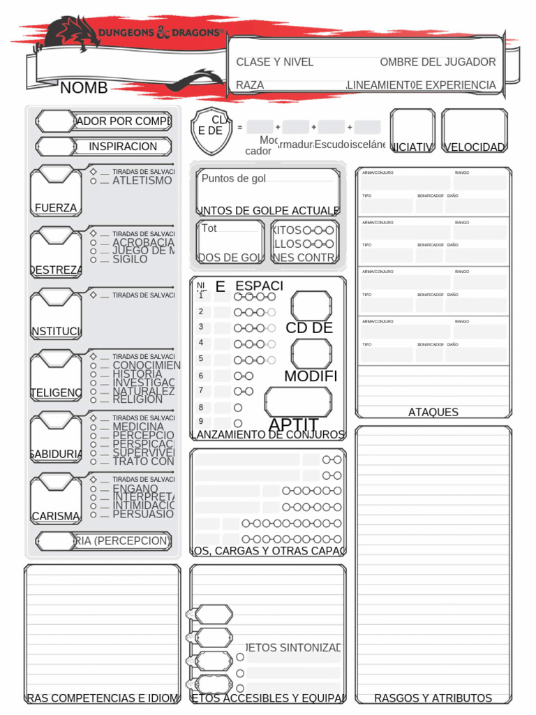 D&D 5E Hoja de Personaje | PDF